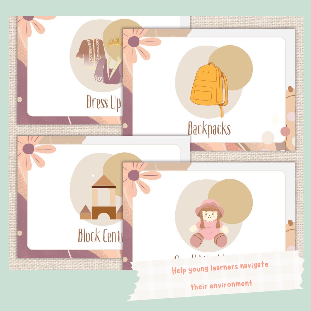 Boho Minimalist Classroom Center Signs – Neutral Printable Labels for ...