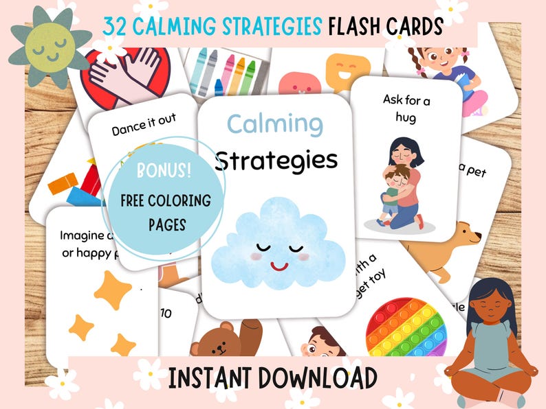 32 Pages Calming Strategy Cards for Kids, Mindfulness & Coping Skills ...