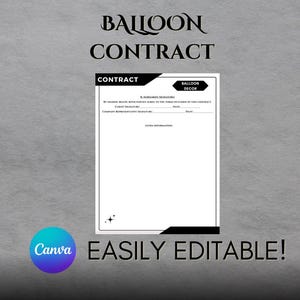 BALLOON CONTRACT, Editable Balloon Artist Contract Template, Balloon ...
