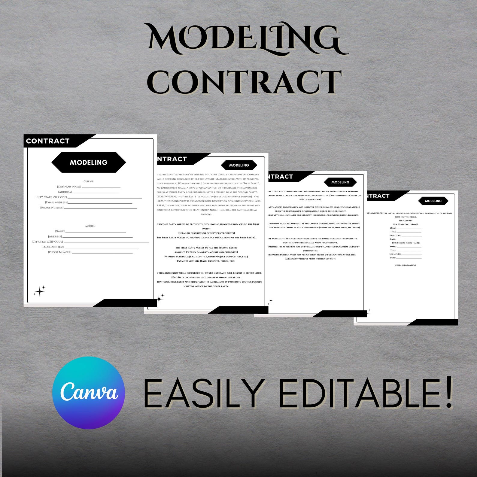 Comprehensive Model Contract Agreement Template | Professional Modeling ...