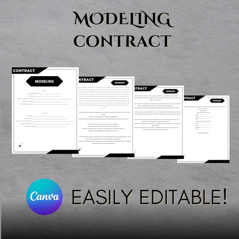 Comprehensive Model Contract Agreement Template | Professional Modeling ...