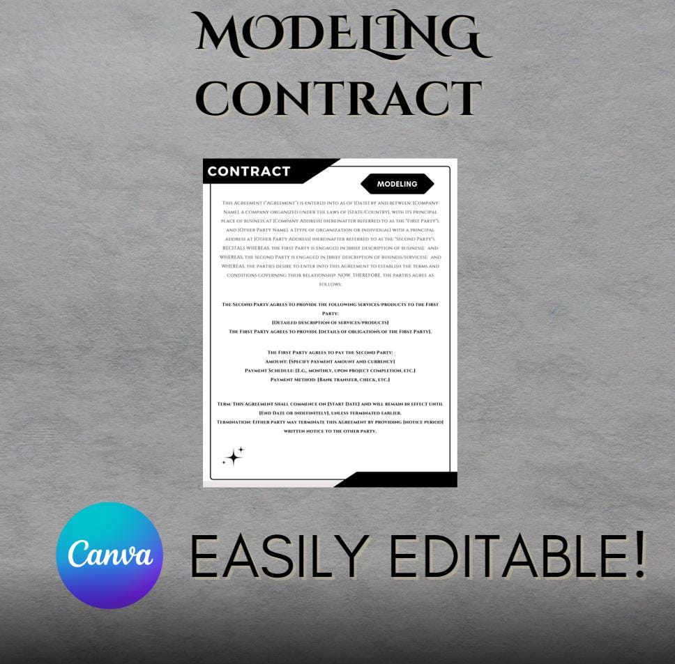 Comprehensive Model Contract Agreement Template | Professional Modeling ...