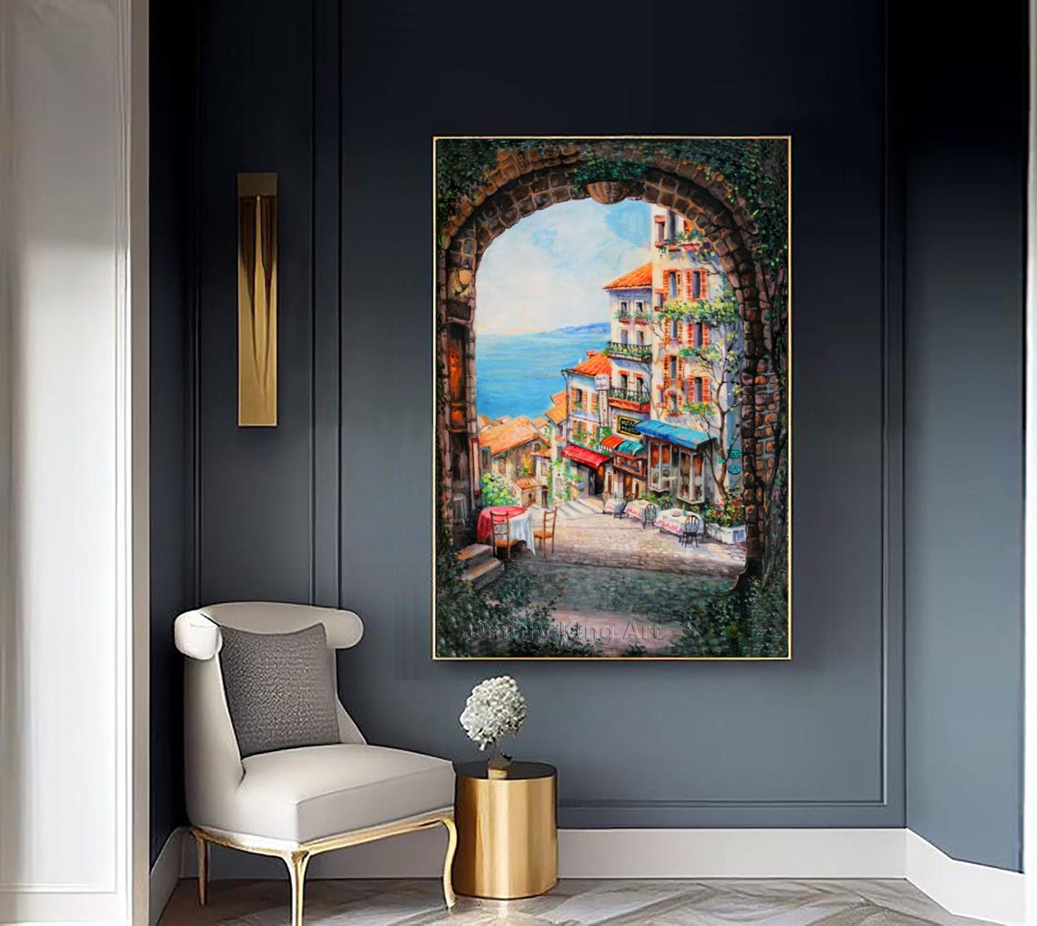 Large Italian Landscape Art Cozy Italian Street Art, Italian Wall Art ...