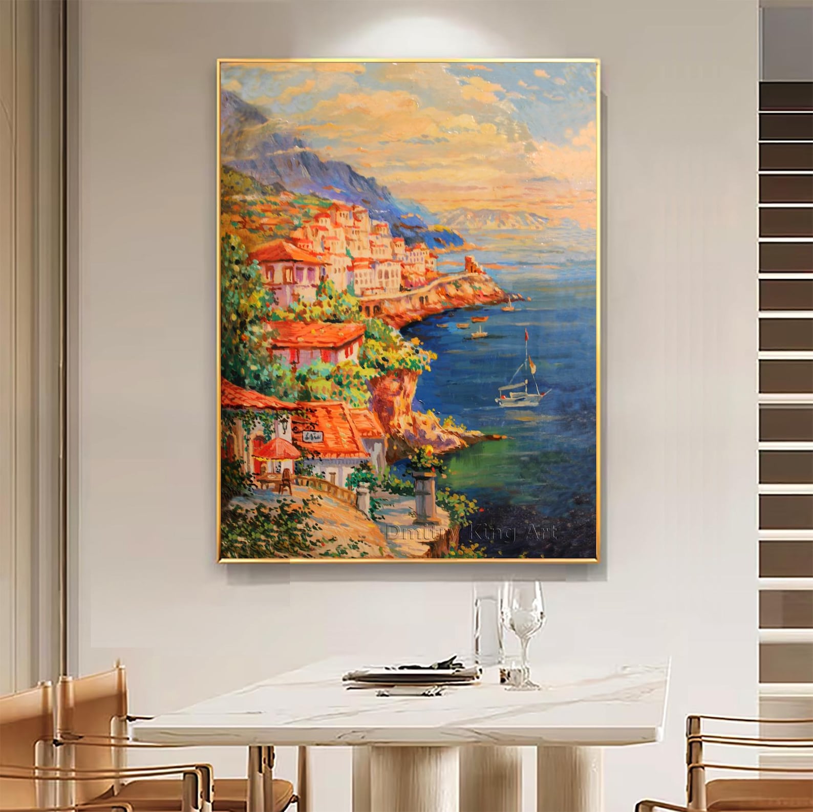 Large Italian Landscape Art Portofino Italy Wall Art, Modern Italy ...