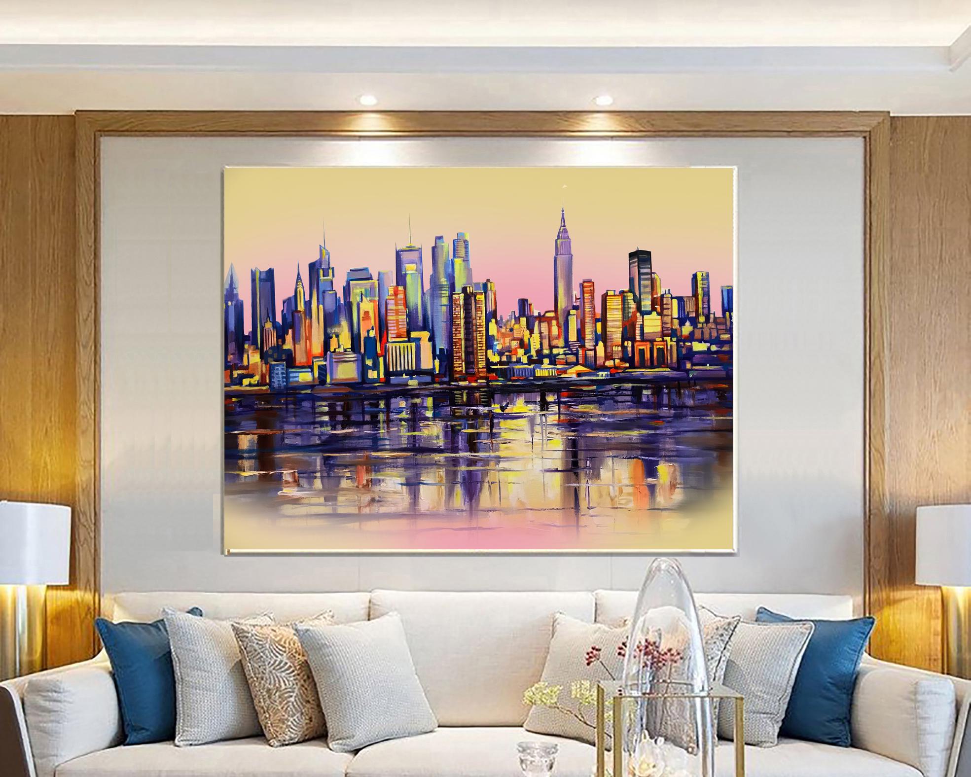 Large New York Wall Art Print, Modern New York City Skyline Canvas, New ...