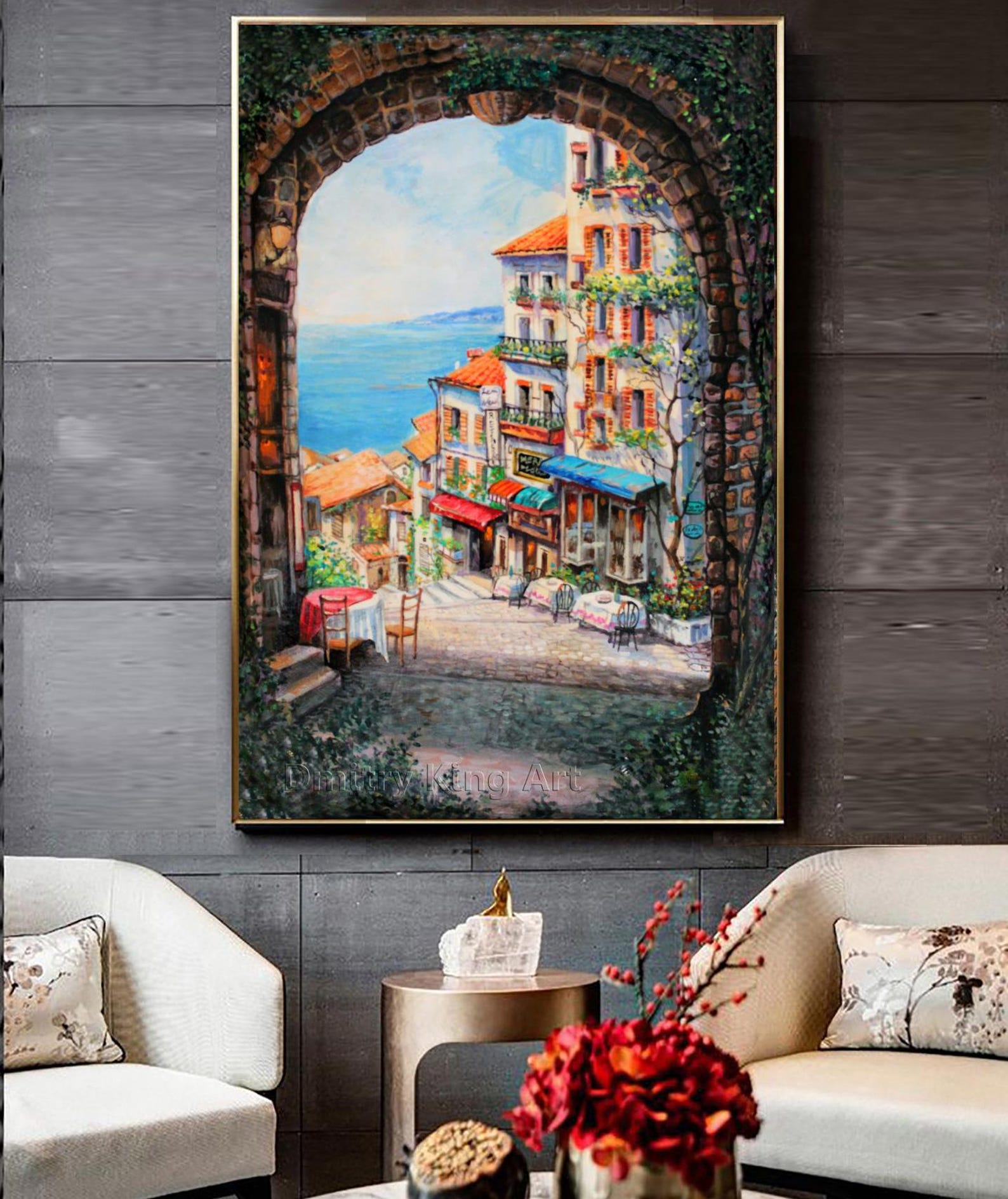 Large Italian Landscape Art Cozy Italian Street Art, Italian Wall Art ...