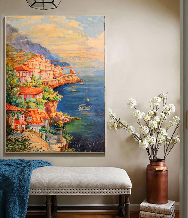 Large Italian Landscape Art Portofino Italy Wall Art, Modern Italy ...