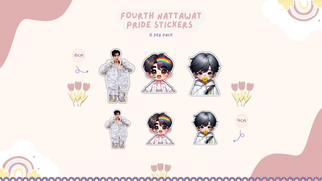 Fourth Nattawat Stickers / Thai BL Stickers / Pride Collection / Fourth ...