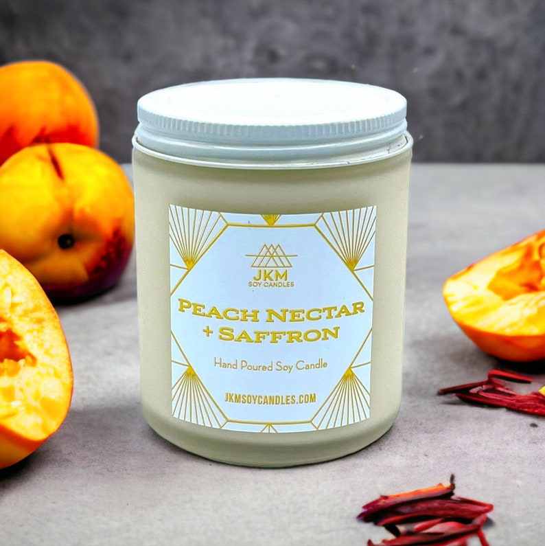 Peach Nectar + Saffron Soy Candle - Classic Collection - Etsy