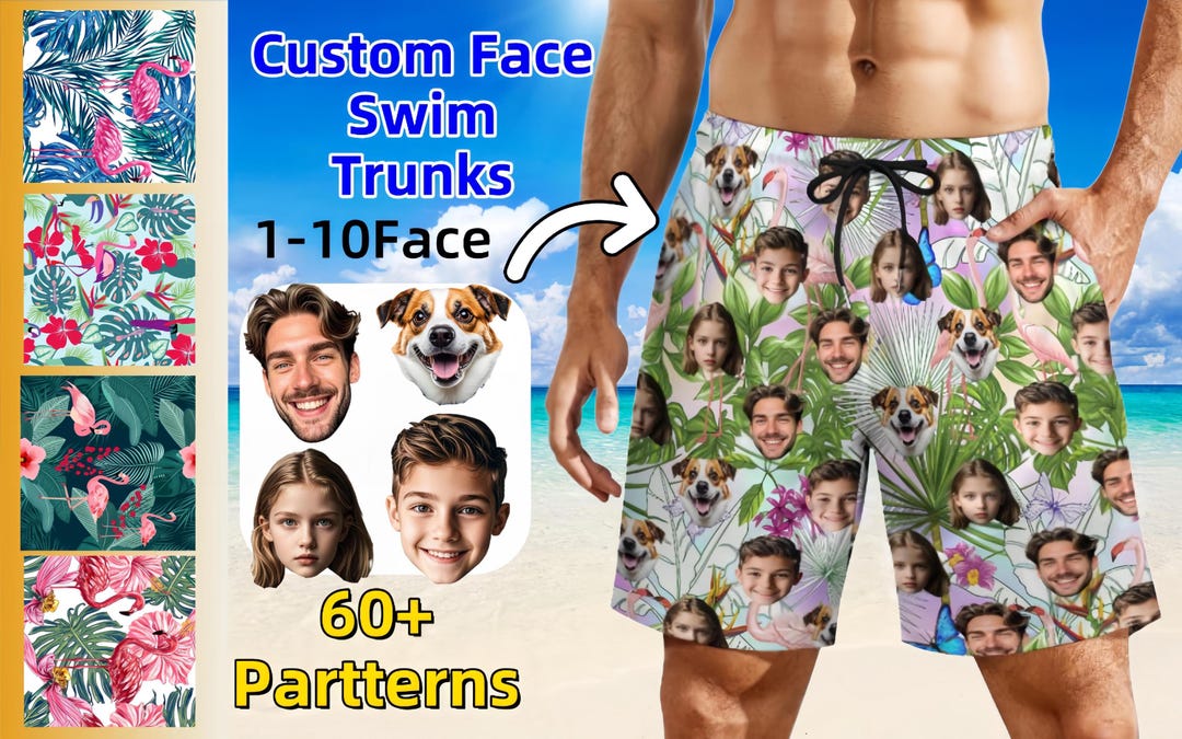 Custom Photo Bathing Suit,custom Swim Trunks for Men,custom Swim Trunks ...