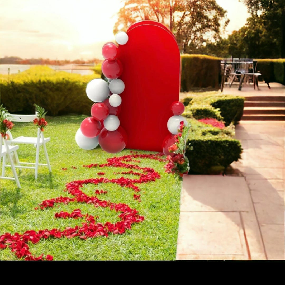 7.2ft Red Arch Backdrop Cover, Spandex Fitted Arch Cover for Weddings ...