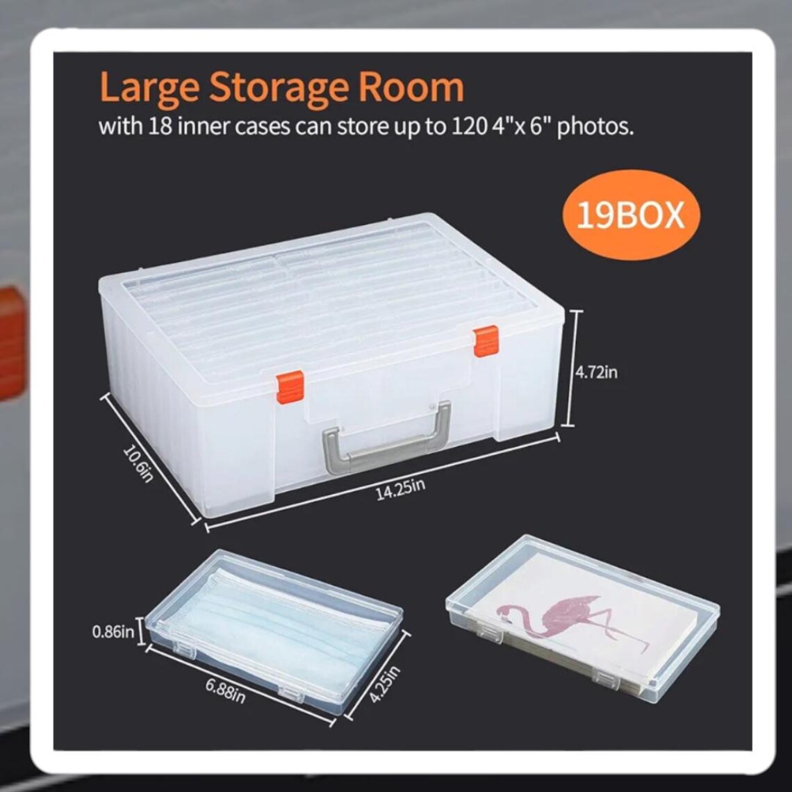 Clear 4x6 Photo Storage Box - 18 Extra Large Acid-free Organizers for ...