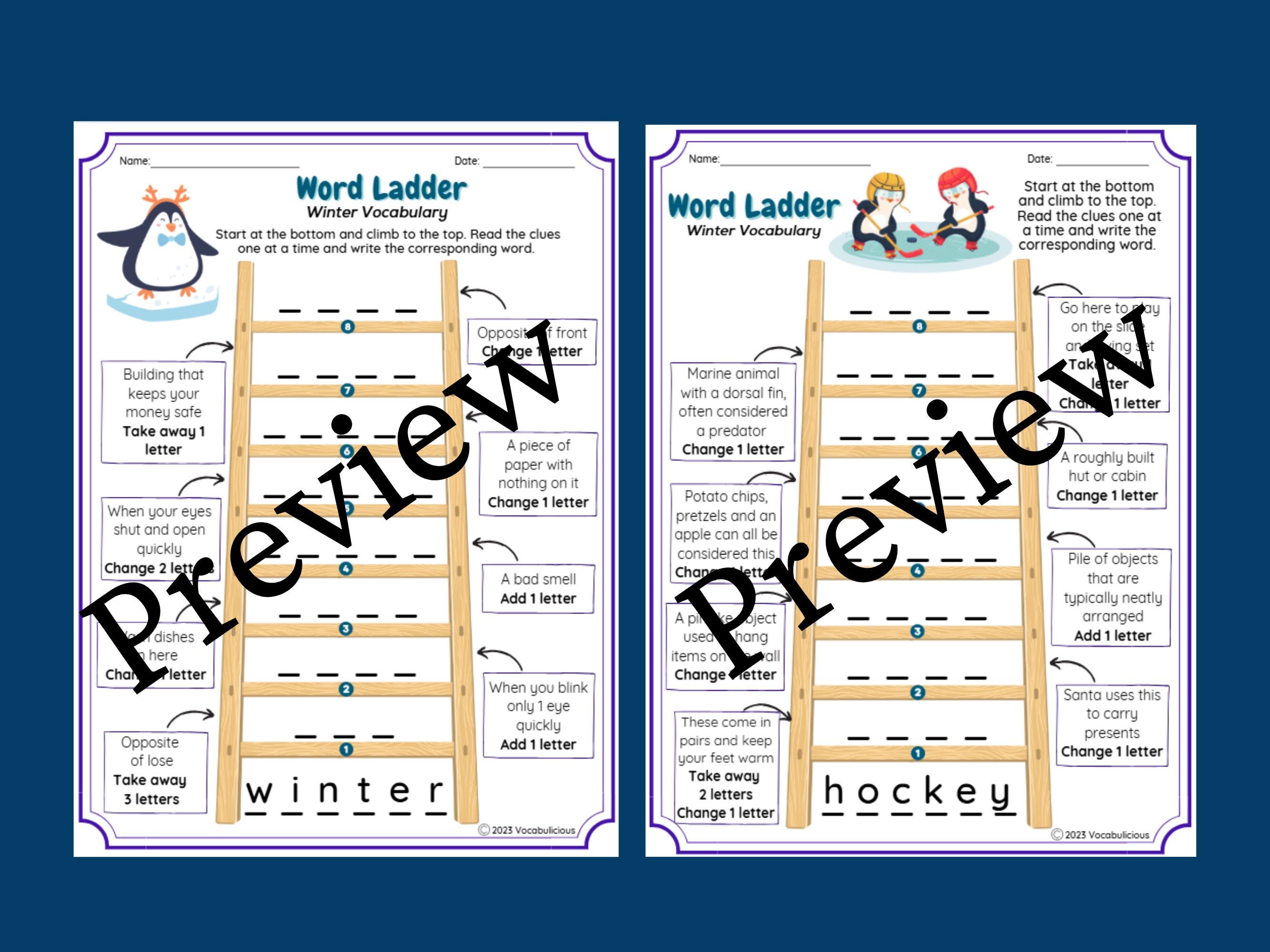 Winter Themed Word Ladder Puzzles - Etsy