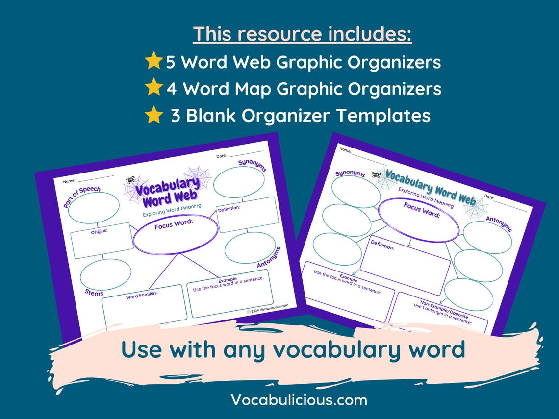 Vocabulary Word Map Graphic Organizer - Etsy