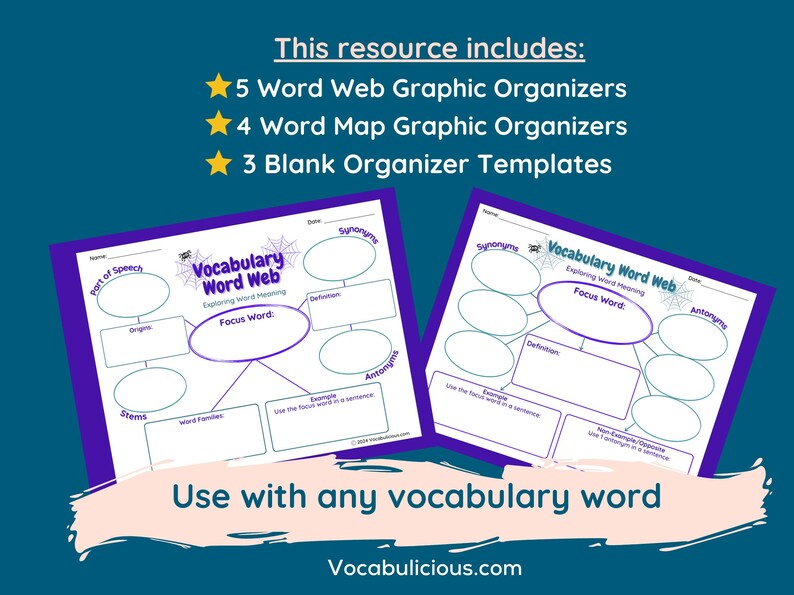 Vocabulary Word Map Graphic Organizer - Etsy