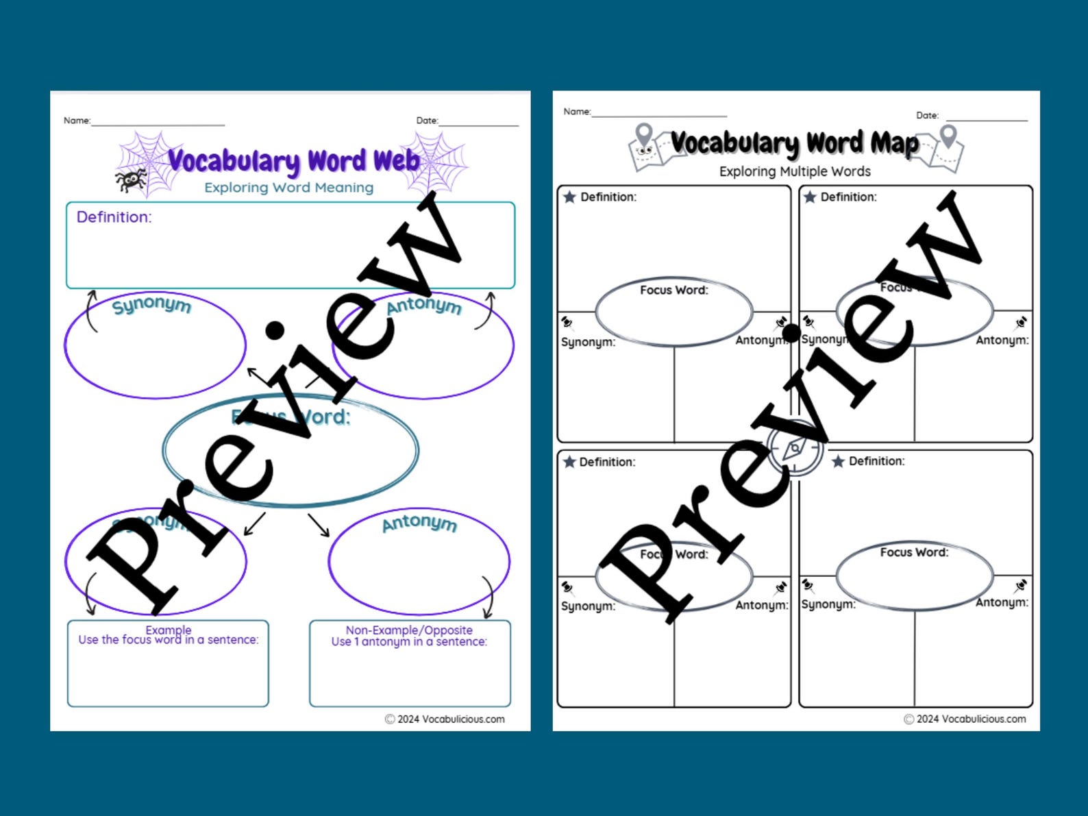 Vocabulary Word Map Graphic Organizer - Etsy