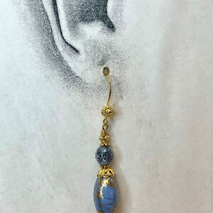 Vintage Japanese RARE Gold Drizzle Glass PERIWINKLE BLUE 1940s Bead ...