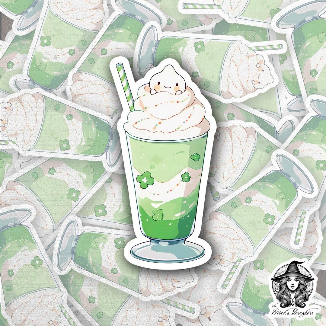 Kawaii Shamrock Shake Sticker | St Patrick's Day Irish Drink - Etsy