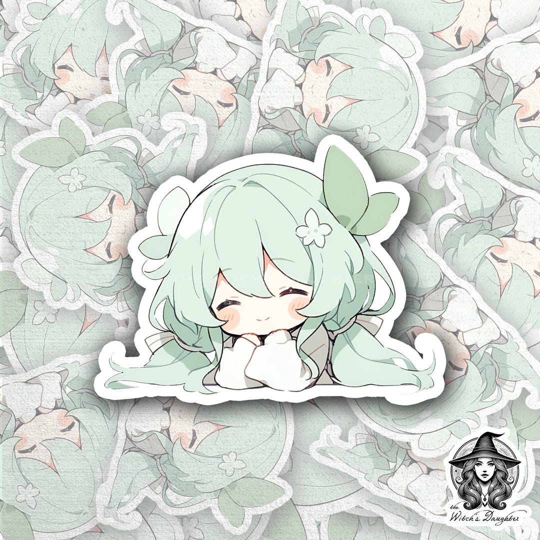 Adorable Fairy Chibi Girl Sticker – Mint Green Hair, Cute Kawaii Anime ...