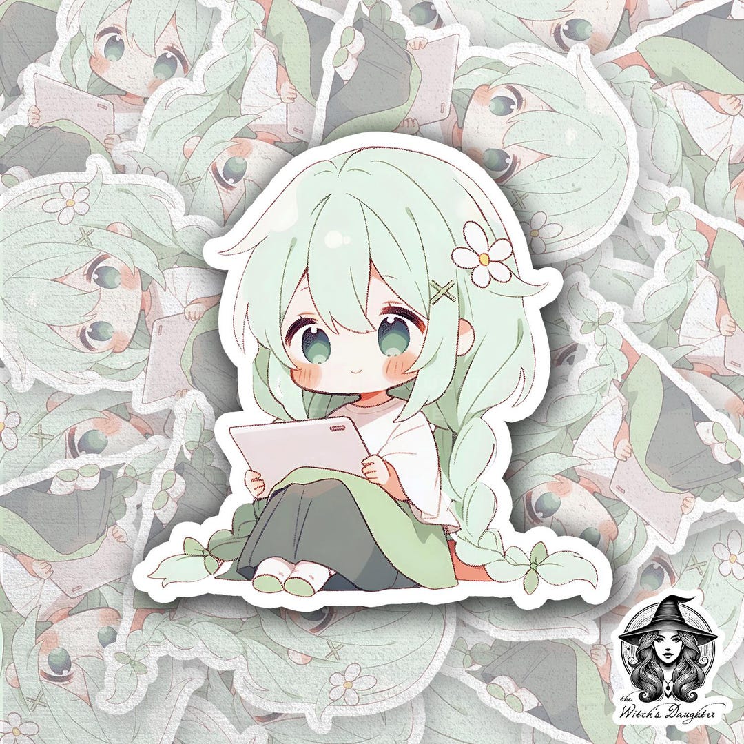 Mint-green Hair Chibi Girl Sticker – Anime Art, Kawaii Laptop Decal - Etsy