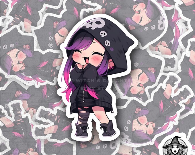 Cute Chibi Elegant Goth Girl Sticker Art - Classic Gothic Lady Fashion ...