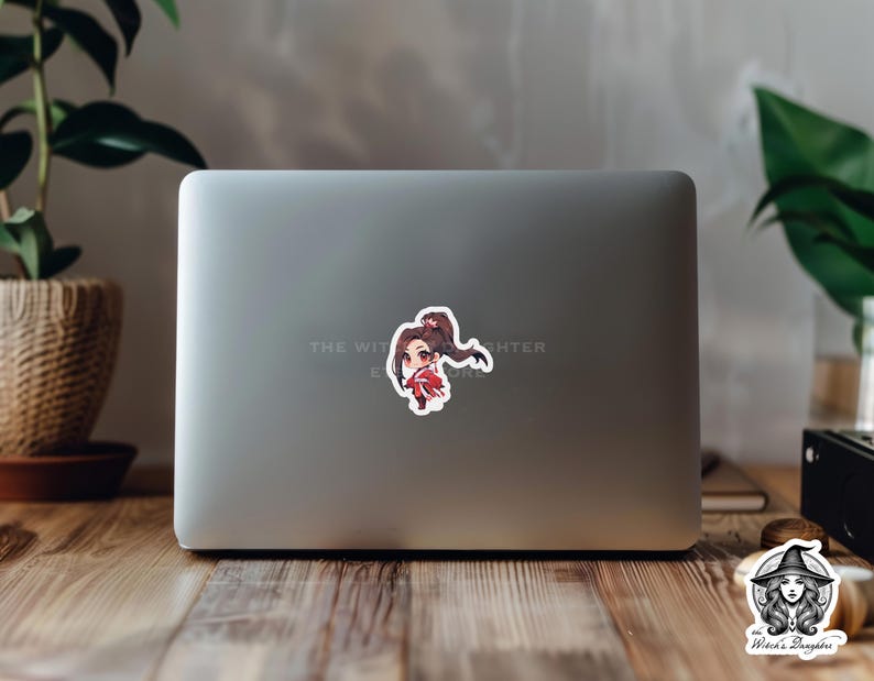 Kawaii Anime Girl Sticker | Lotus Flower Chibi Character in a Red ...