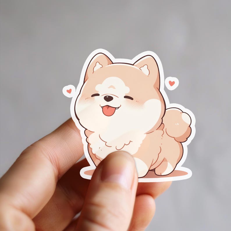 Kawaii Shiba Inu Vinyl Sticker Cute Fluffy Dog Sticker Adorable Shiba ...