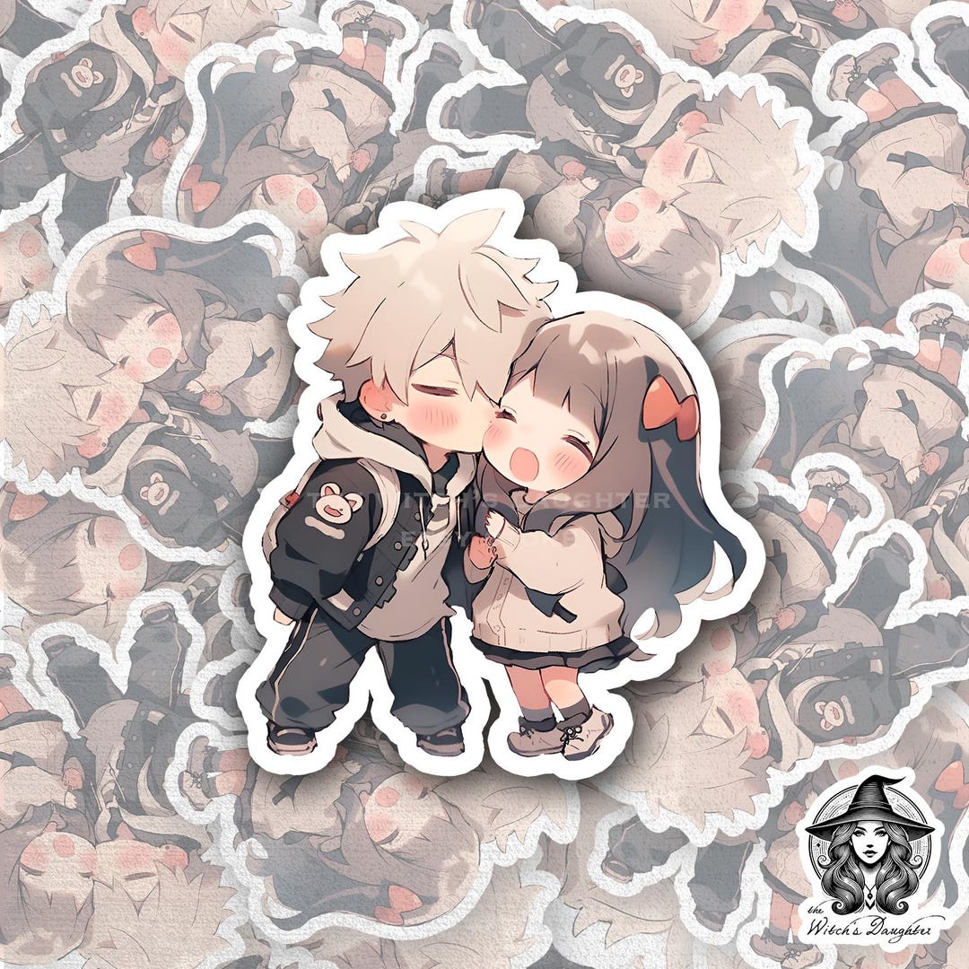 3” Cute Chibi Kissing Couple Sticker – Waterproof Vinyl Decal for ...