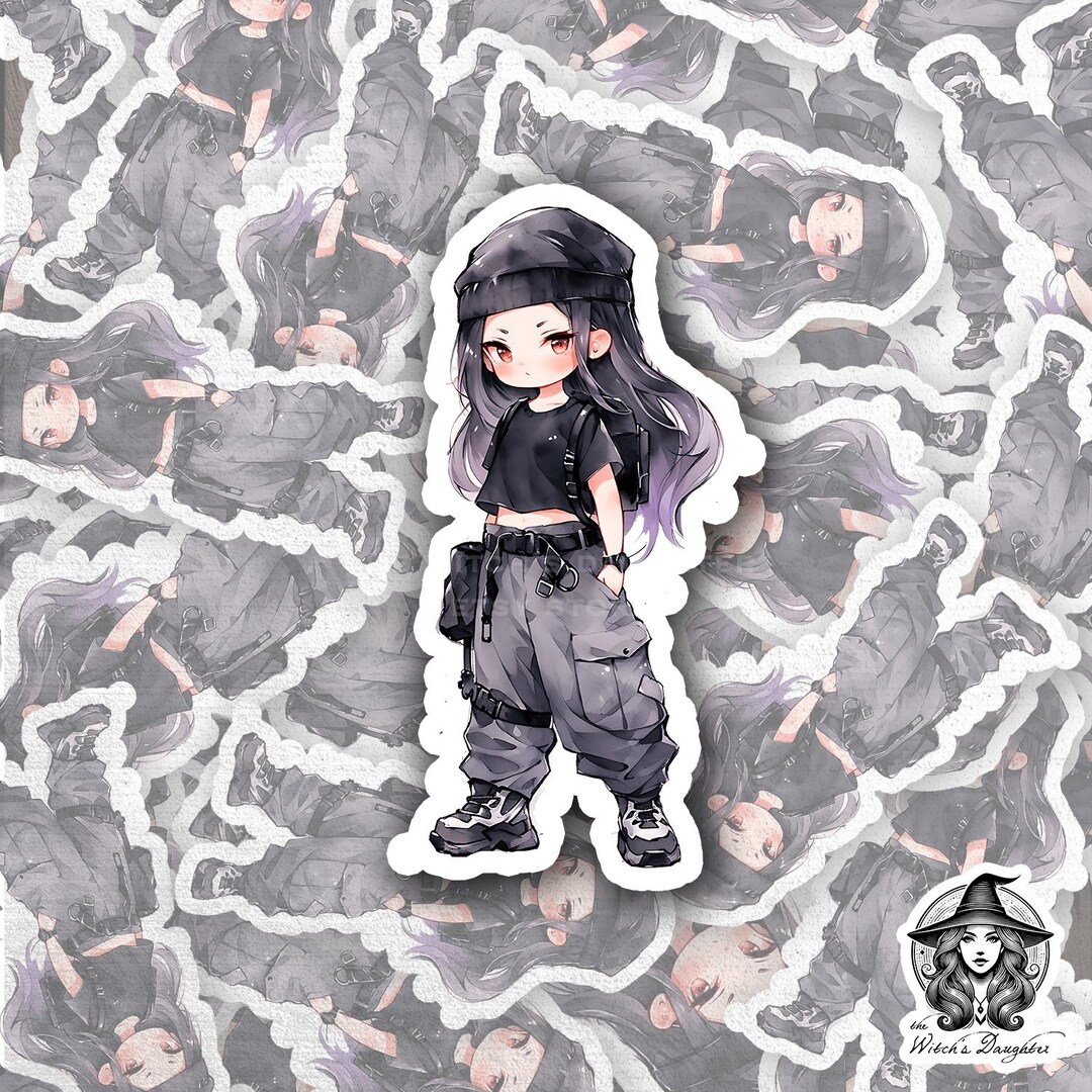 Techwear Girl Sticker | Anime Chibi, Urban Fashion (3" Vinyl) - Etsy