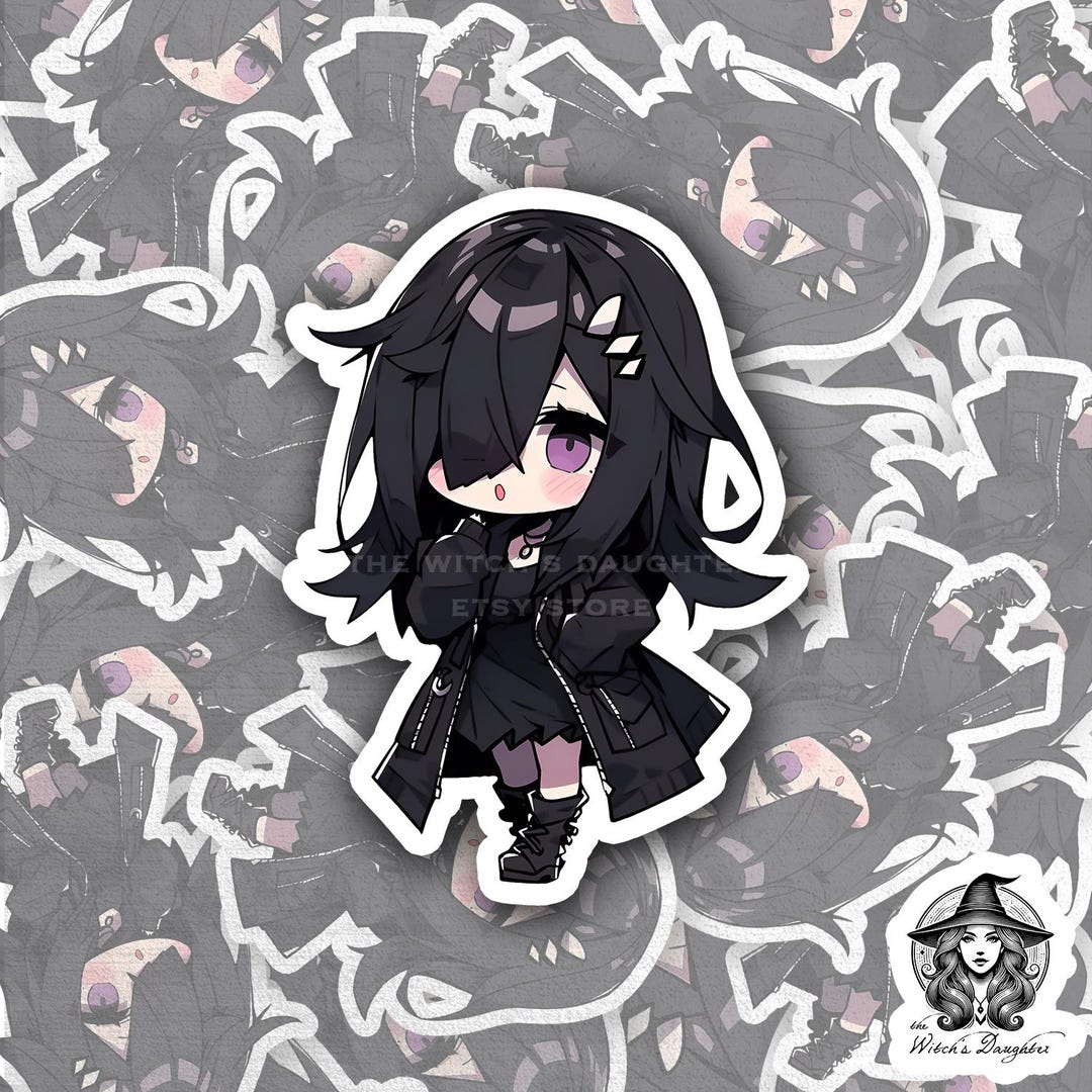 Gothic Chibi Girl Sticker | 3-inch Waterproof Dark Aesthetic Anime ...