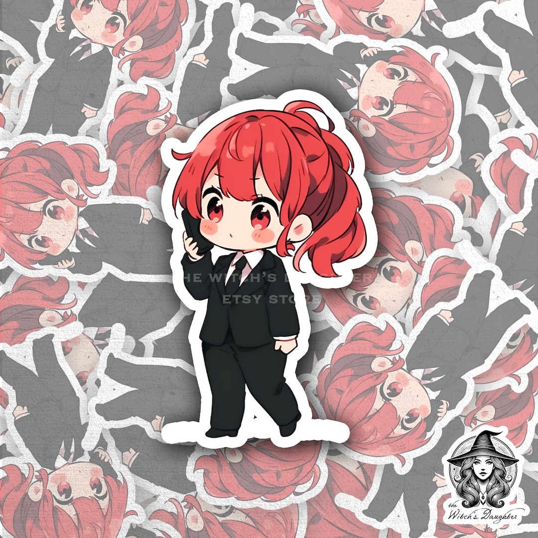Red Hair Chibi Sticker | Kawaii Anime Business Girl Art - Etsy