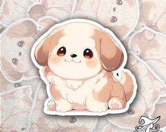 Kawaii Fluffy Puppy Vinyl Sticker | Cute Dog Sticker | Adorable Animal ...