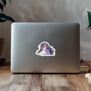 Kawaii Sleepy Chibi Girl Sticker | Cute Anime Vinyl Decal in Pajamas ...