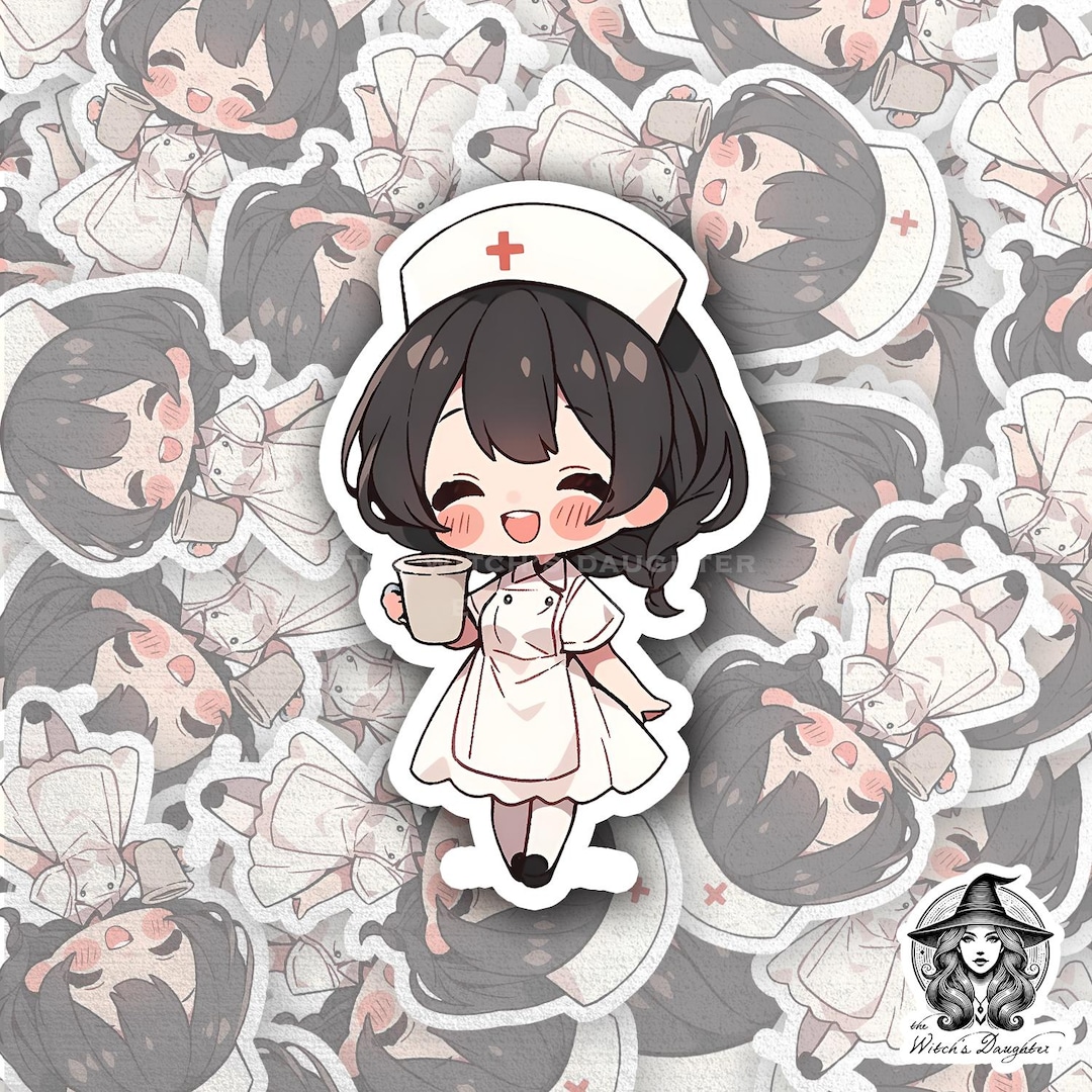 Chibi Nurse Vinyl Sticker – Kawaii Anime Art With Coffee - Etsy