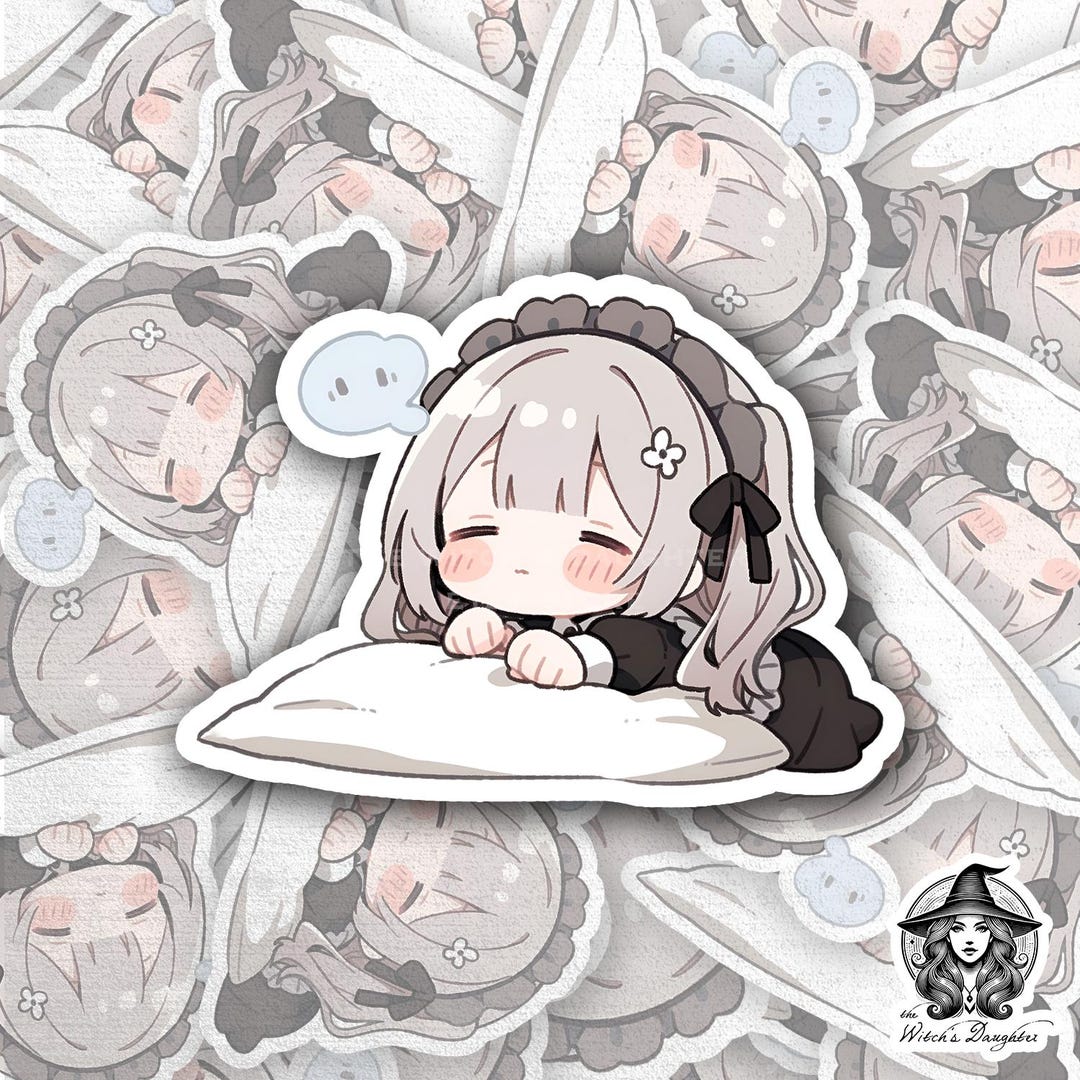 Sleepy Chibi Maid Sticker | Kawaii Anime Waterproof Decal - Etsy