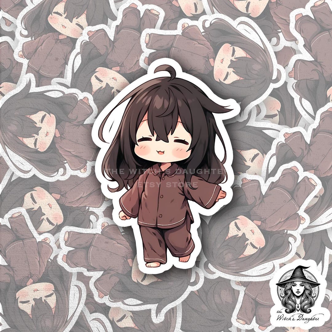 Adorable 3" Kawaii Girl in Pajamas Sticker | Cozy Anime-style Vinyl ...