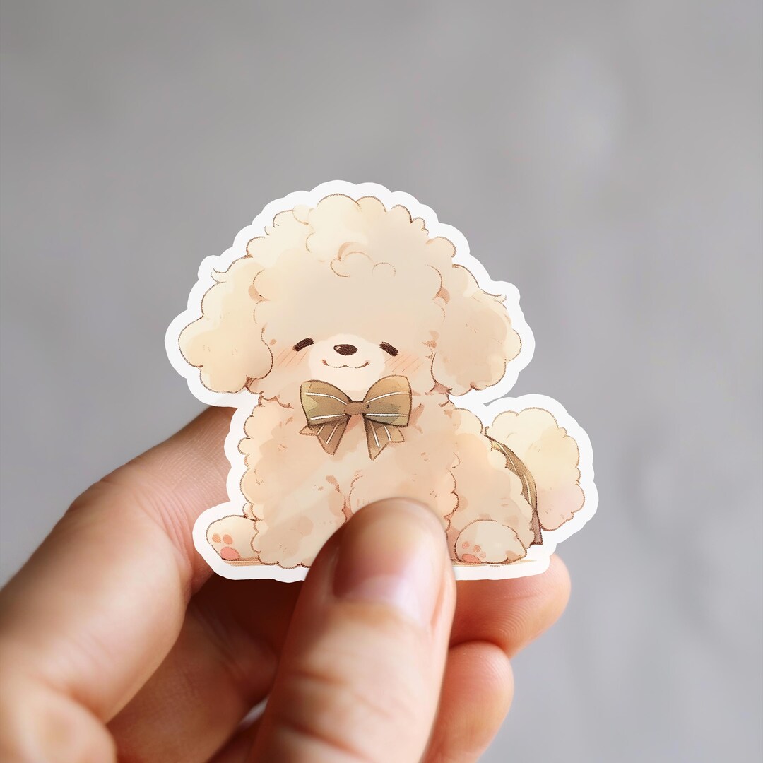 Kawaii Poodle Puppy Vinyl Sticker Cute Fluffy Dog Sticker Adorable ...