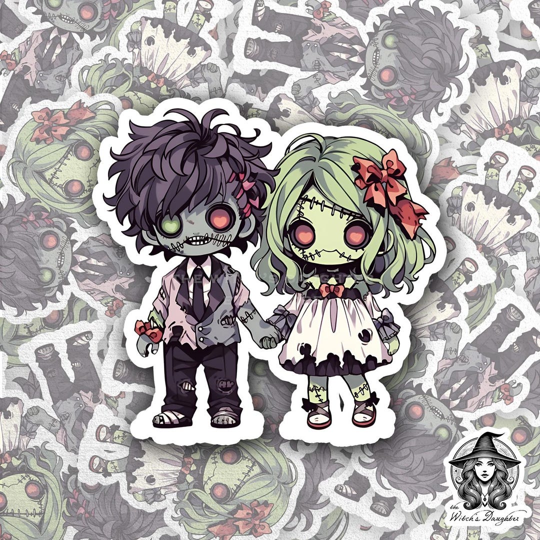 Formal Zombie Couple Sticker | Kawaii Wedding Horror | Undead Prom Date ...