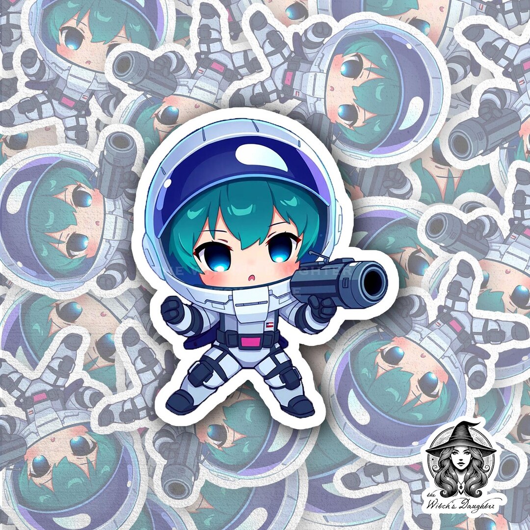 Kawaii Space Astronaut Sticker | Chibi Anime Boy Teal Hair With Blaster ...