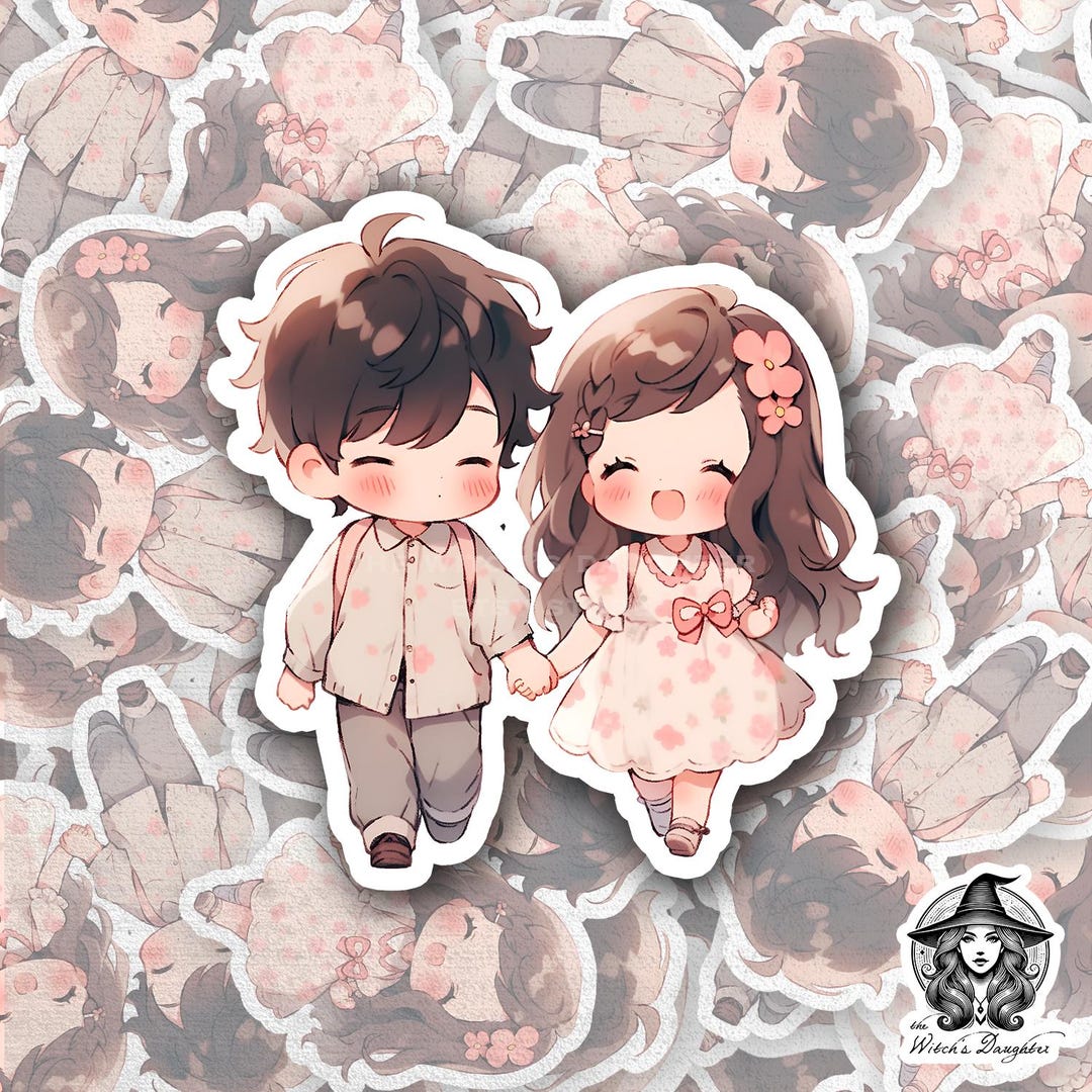 Kawaii Couple Sticker – Chibi Love, Waterproof Vinyl Decal - Etsy