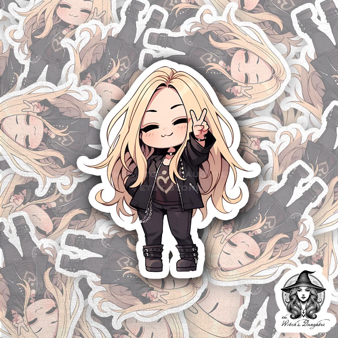 Blonde Chibi Girl Peace Sign Sticker | Goth Anime Waterproof Decal - Etsy