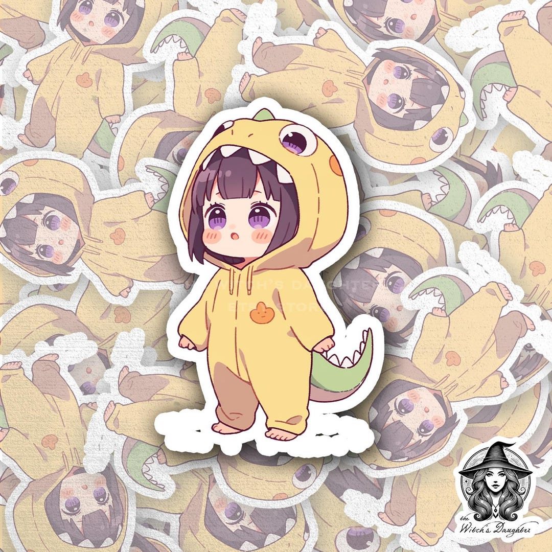 3" Dinosaur Onesie Chibi Sticker – Kawaii Anime Vinyl Decal, Cute Dino ...