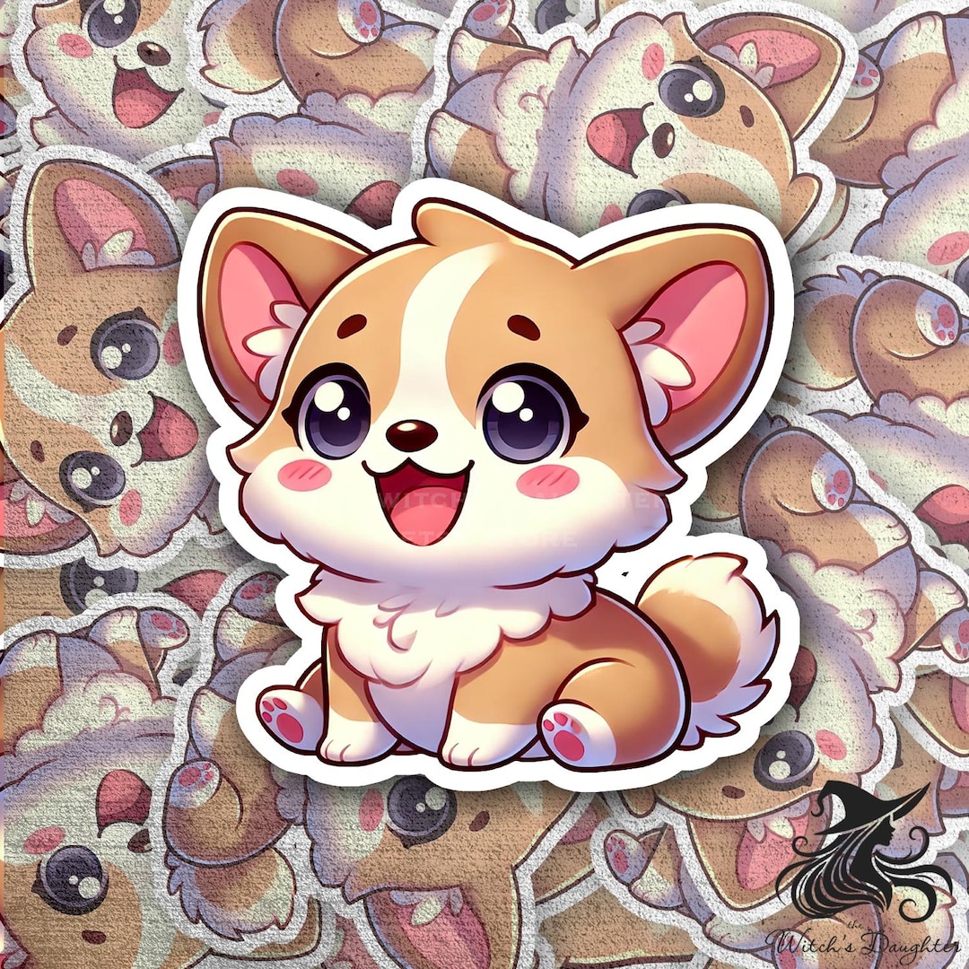 Kawaii Corgi Puppy Vinyl Sticker | Waterproof Cartoon Dog Decal - Etsy