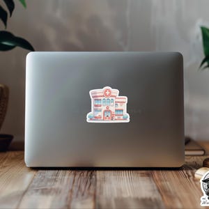Kawaii Hospital Building Sticker | Cute Medical Clinic Aesthetic Art ...
