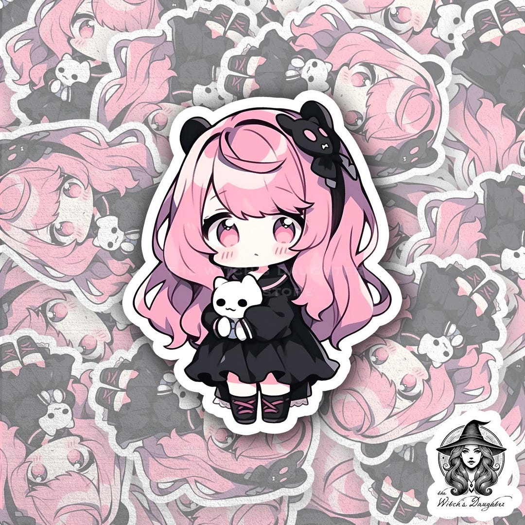 Pastel Goth Chibi Girl Sticker | Kawaii Anime Art - Etsy