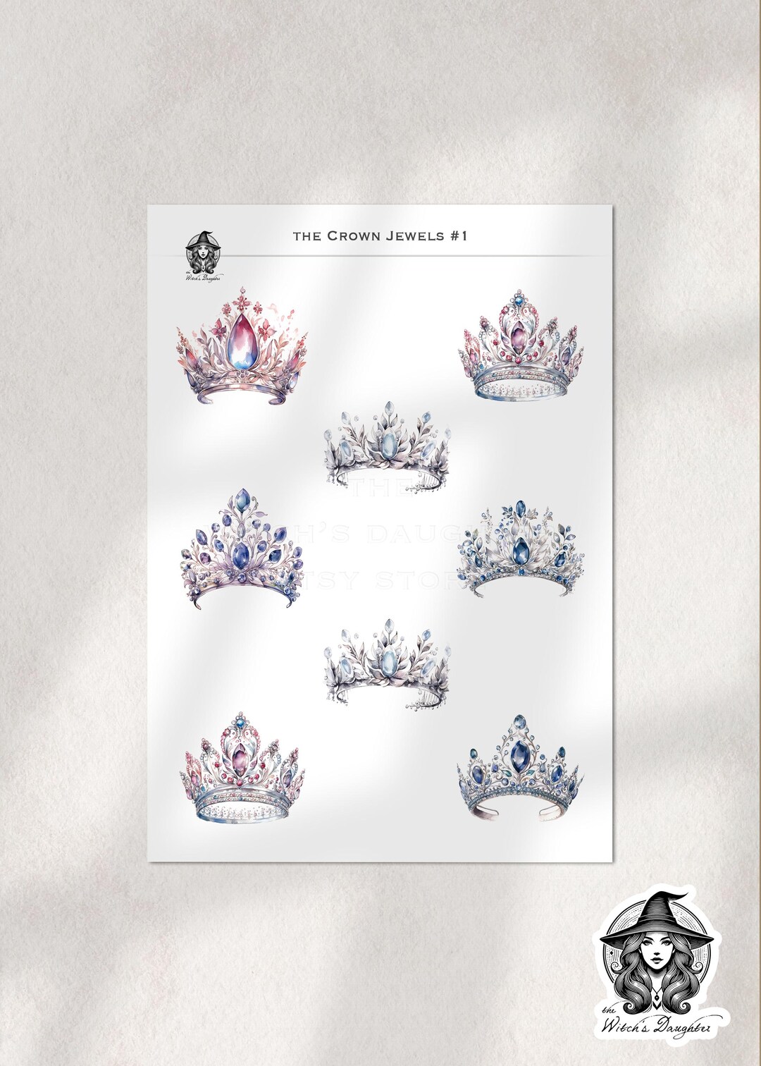 The Crown Jewels Printable Sticker Set | Elegant Tiara & Crown Stickers ...