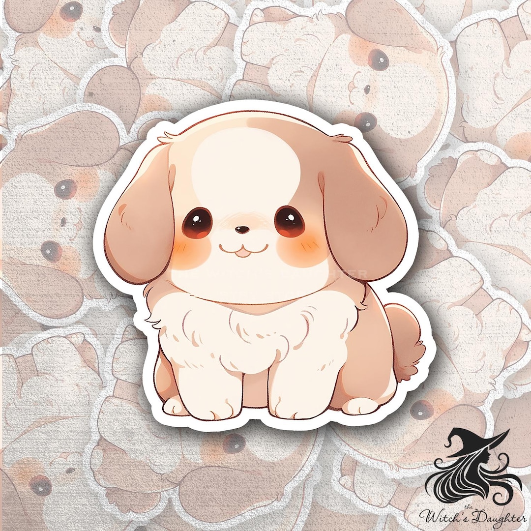 Kawaii Fluffy Puppy Vinyl Sticker | Cute Dog Sticker | Adorable Animal ...