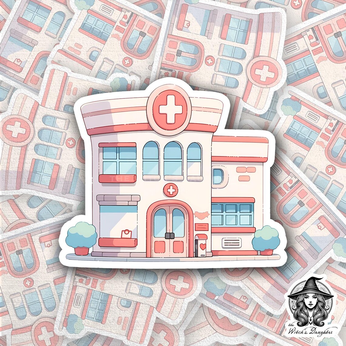 Kawaii Hospital Building Sticker | Cute Medical Clinic Aesthetic Art ...