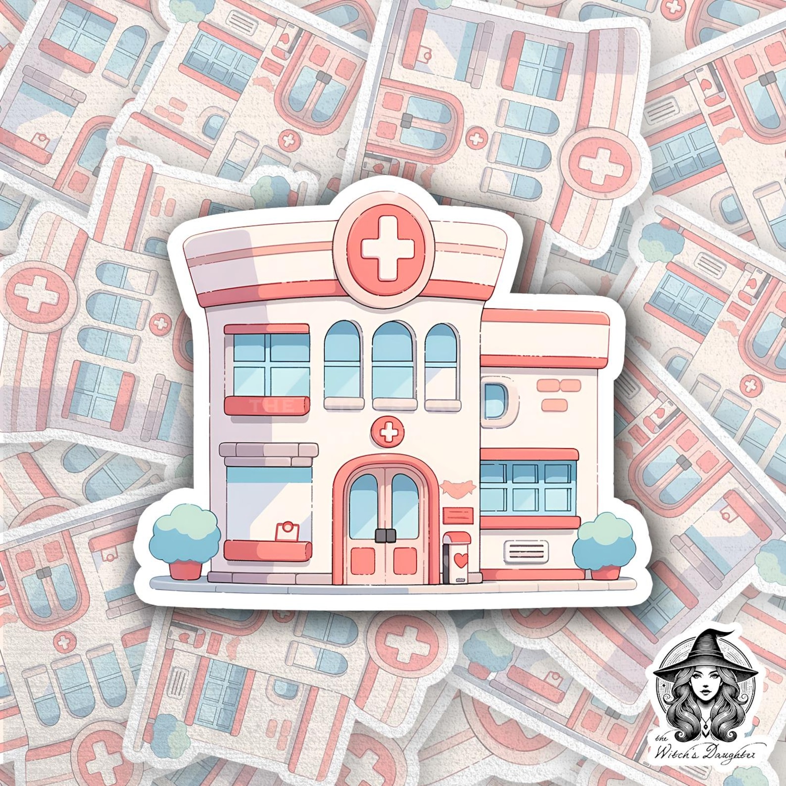 Kawaii Hospital Sticker | Pink & Blue Clinic Art, Planner Decal - Etsy