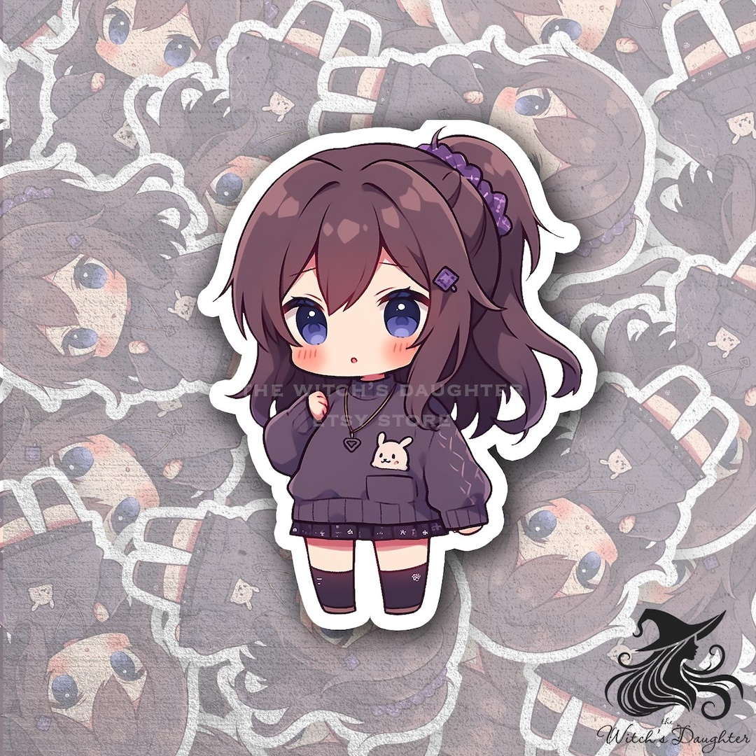 Kawaii Chibi Girl Sticker | Cute Anime Vinyl Decal With Bear Hoodie ...